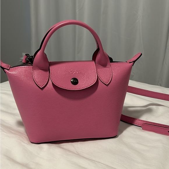 Longchamp | Bags | Longchamp Extra Small Le Pliage Leather Top Handle ...